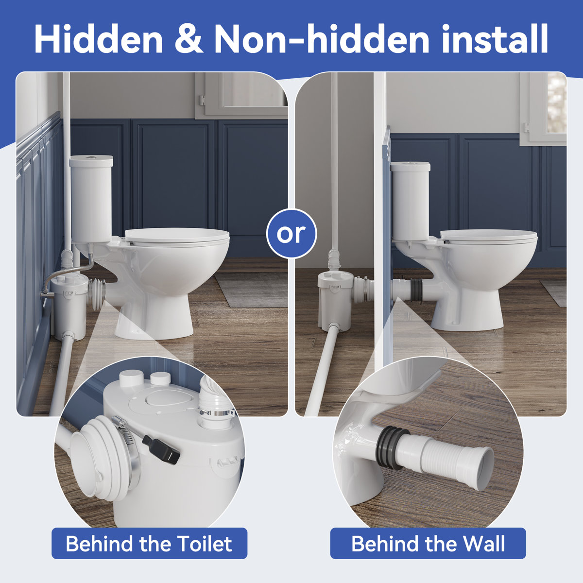 SUPERFLO Upflush Toilet for Basement-Macerating Toilet with 600W Macerator Pump with 4 Water ...